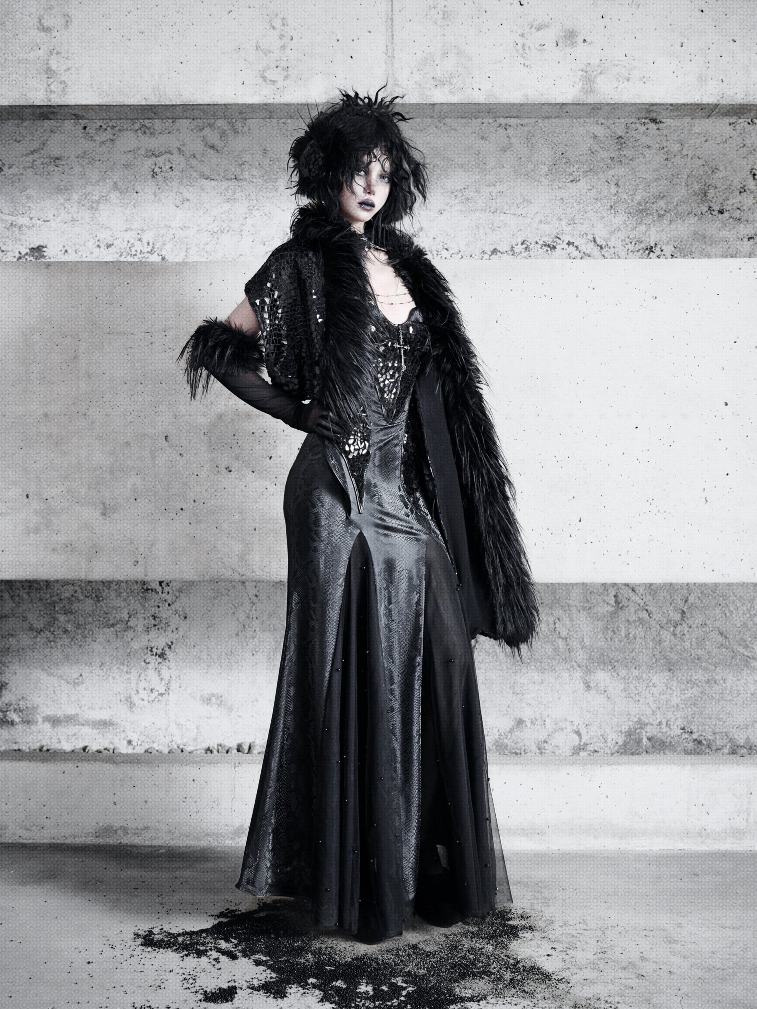 [Blood Supply] Shadow Stalker Gothic Bodycon Cami Dress with Mermaid H ...