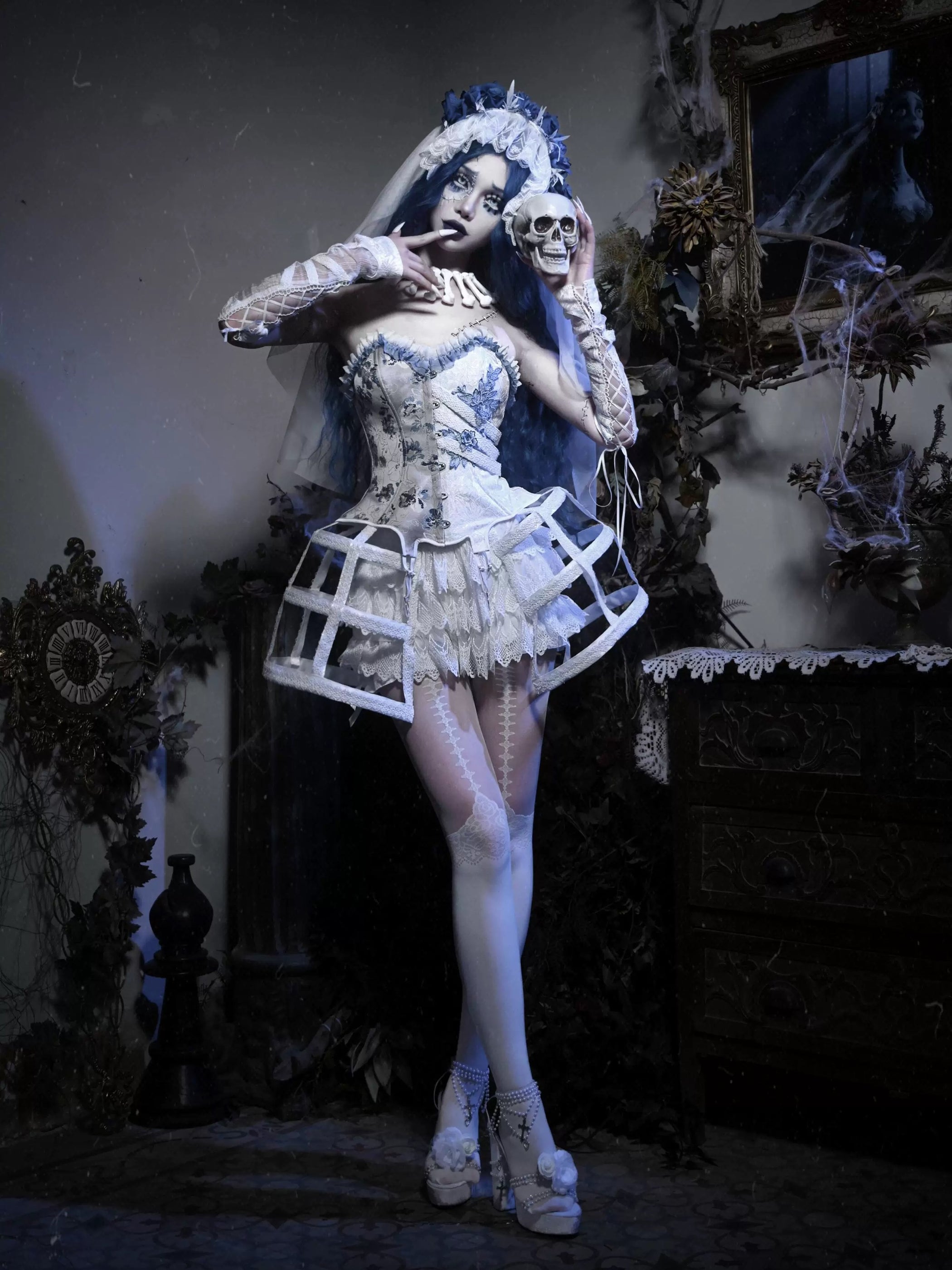 [Blood Supply] Corpse Bride Halloween Gothic Corset Top with petticoats ...